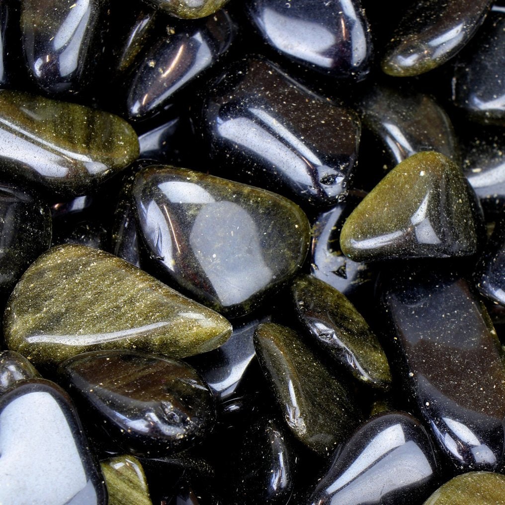 Gold Sheen Obsidian Tumbled Stones 100 - 1000 Grams, Wholesale Lot Gold ...
