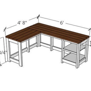 DIY L Shaped Desk - Step by Step Instruction Plans - Etsy