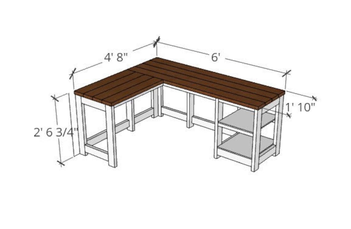 DIY 'L' Shaped Desk Step by Step Instruction Plans - Etsy