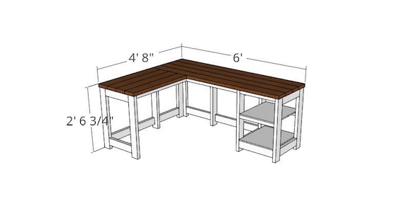 DIY 'L' Shaped Desk Step by Step Instruction Plans | Etsy UK