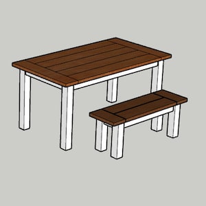 Farmhouse Dining Table & Bench - DIY Instruction Plans - Etsy