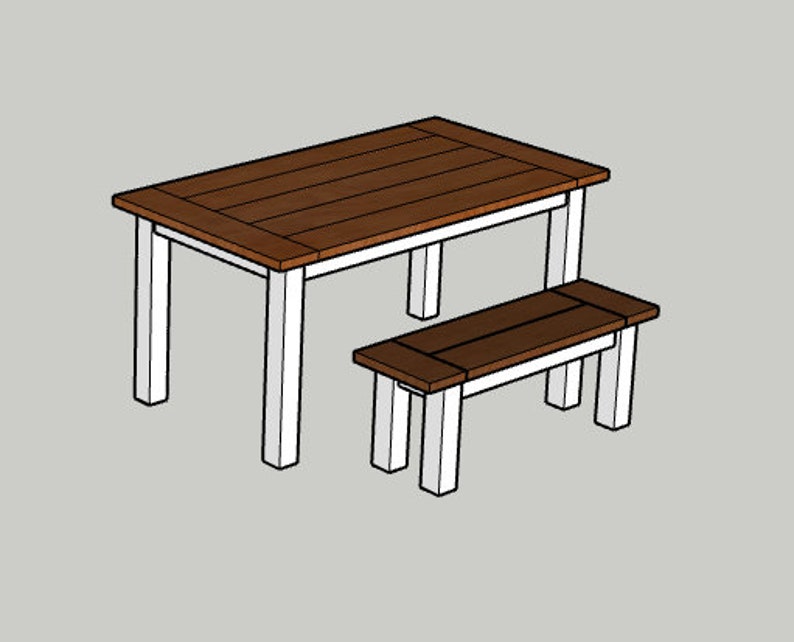 Farmhouse Dining Table & Bench DIY Instruction Plans - Etsy