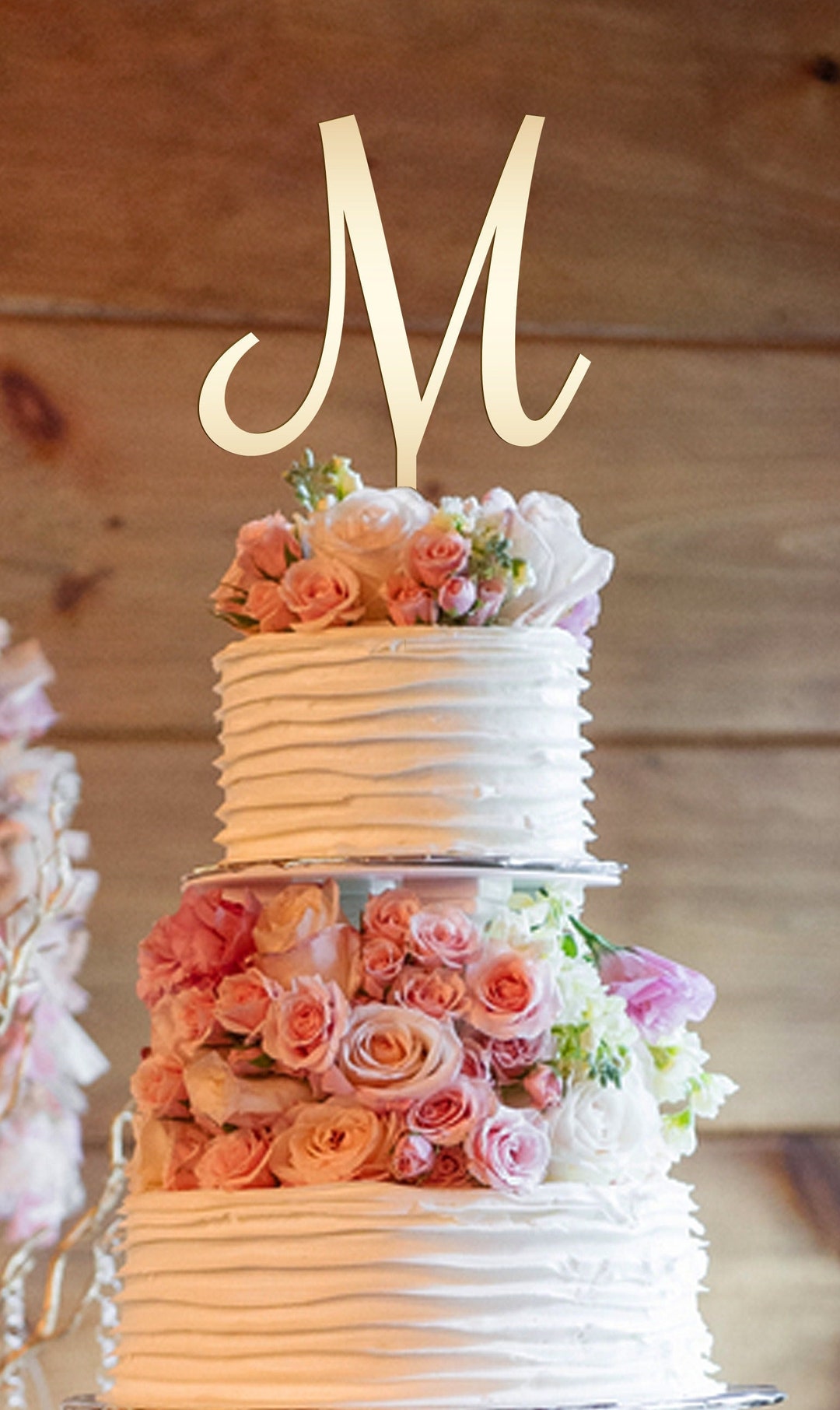 Gold Wedding Cake Topper, M Cake Topper, Personalized, Initials Cake ...