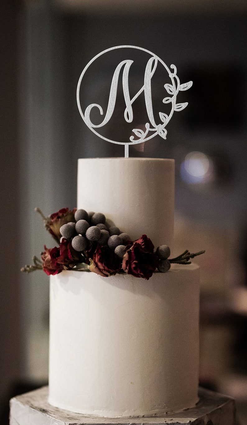 W Cake Topper, Gold Monogram Wedding Cake Topper, Personalized, Custom ...