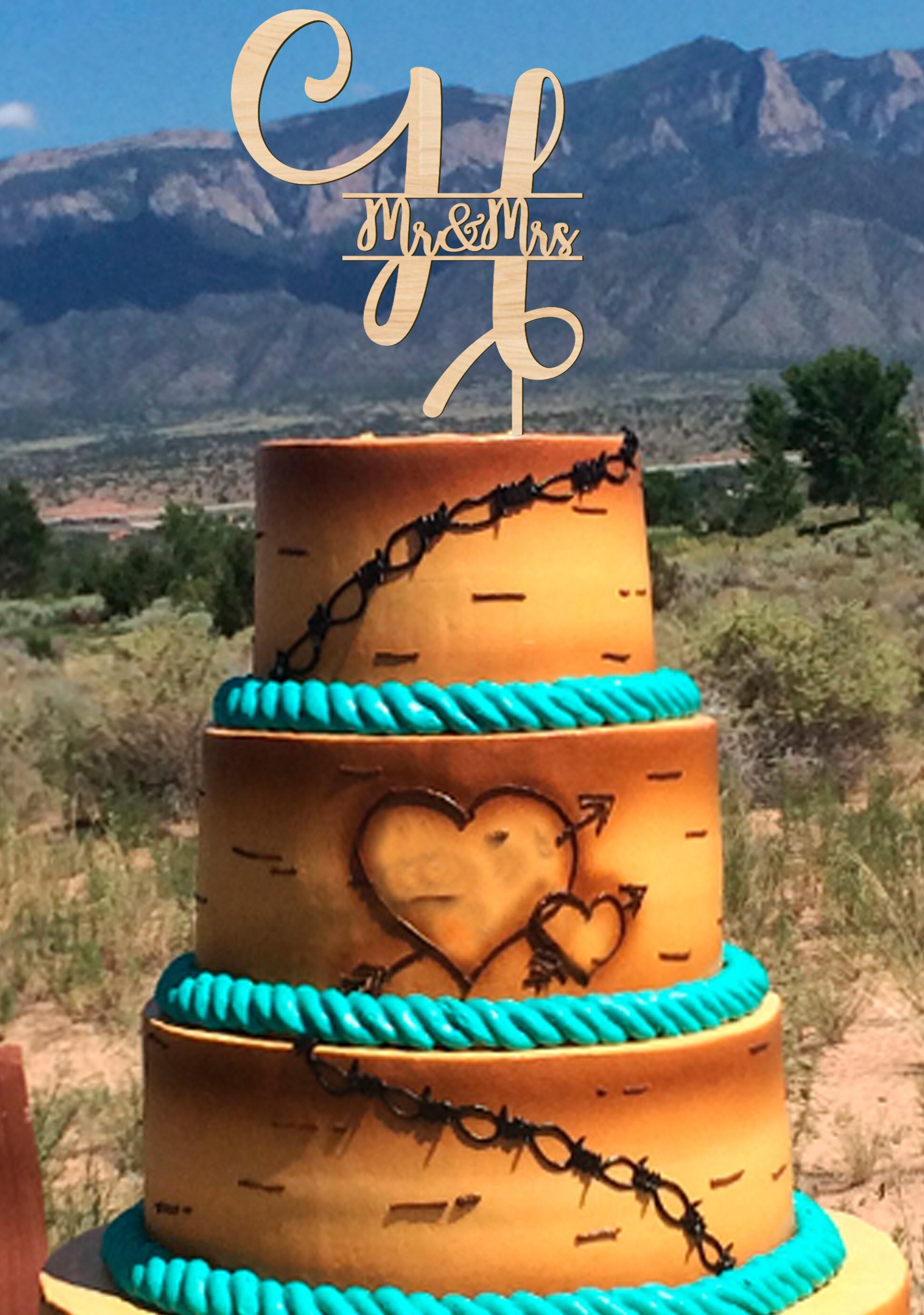 Initial Cake Topper, Rustic Cake Topper, Monogram Wedding Cake Topper ...