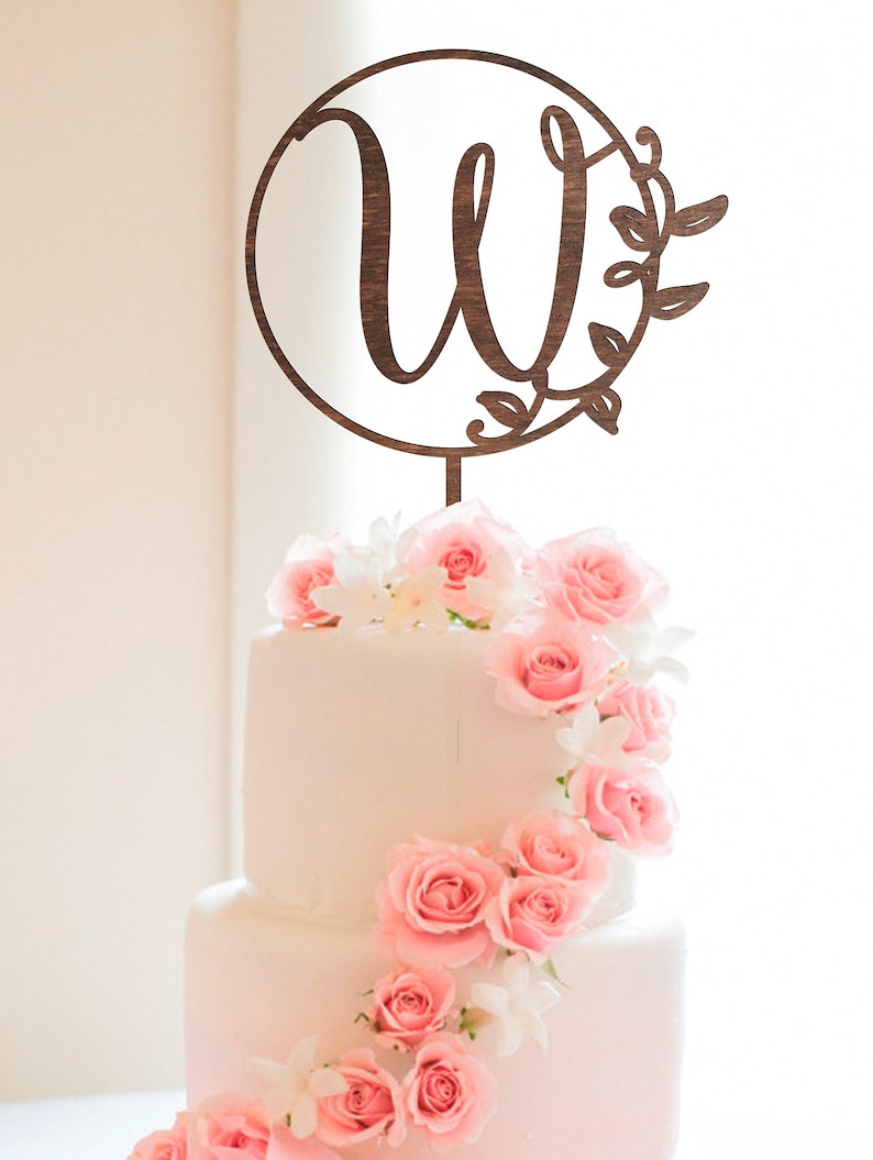 W Cake Topper, Gold Monogram Wedding Cake Topper, Personalized, Custom ...