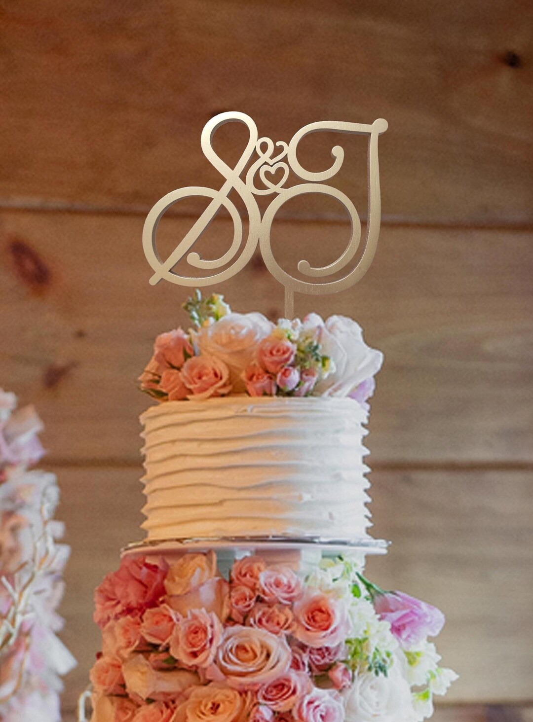 Custom Gold Wedding Cake Toppers, Rustic Wedding Cake Toppers, Two ...