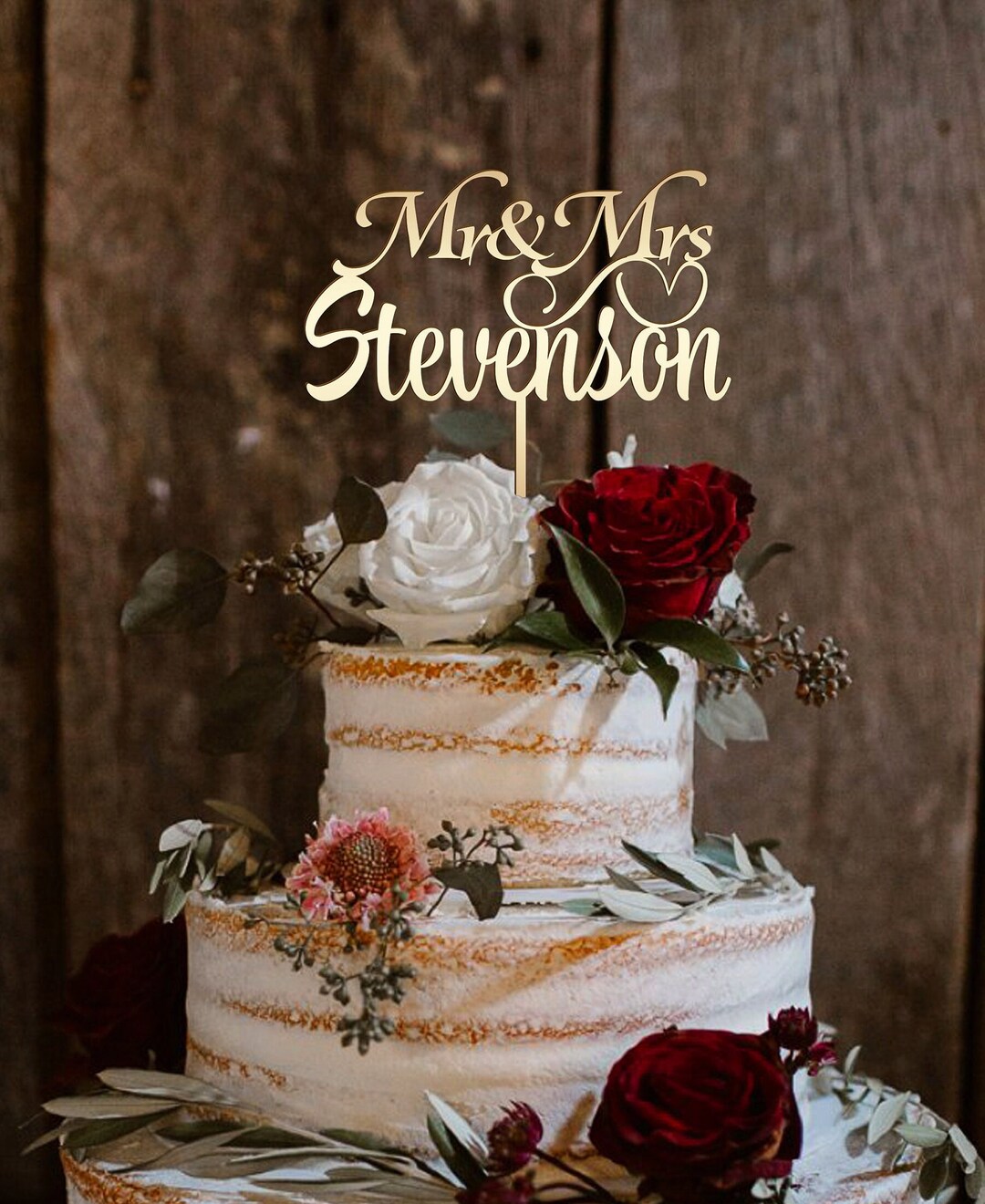Personalized Wedding Cake Topper, Custom Script Cake Topper for Wedding ...