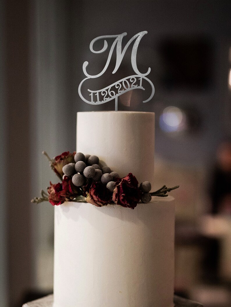 Gold Monogram Cake Toppers for Wedding Custom Cake Topper Letter M Cake ...