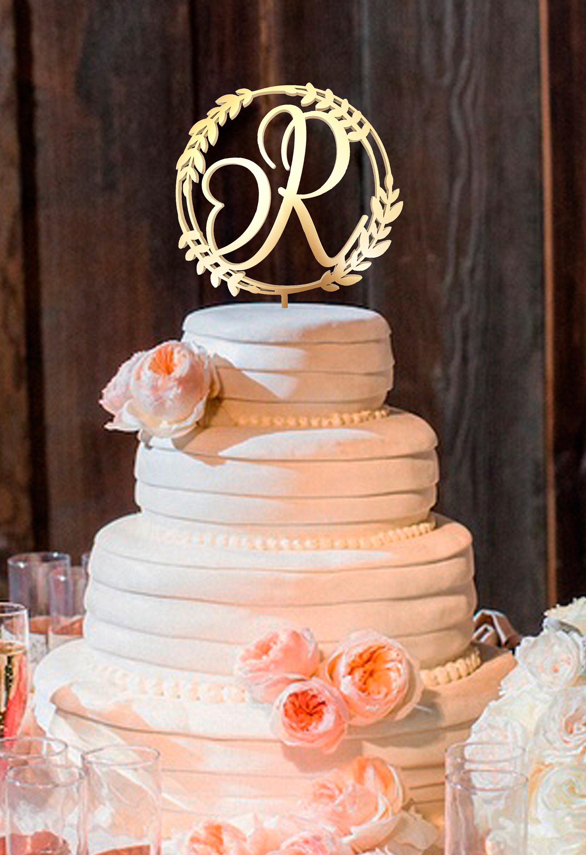 R Cake Topper, Monogram Cake Topper, Wedding Cake Topper, Personalized ...