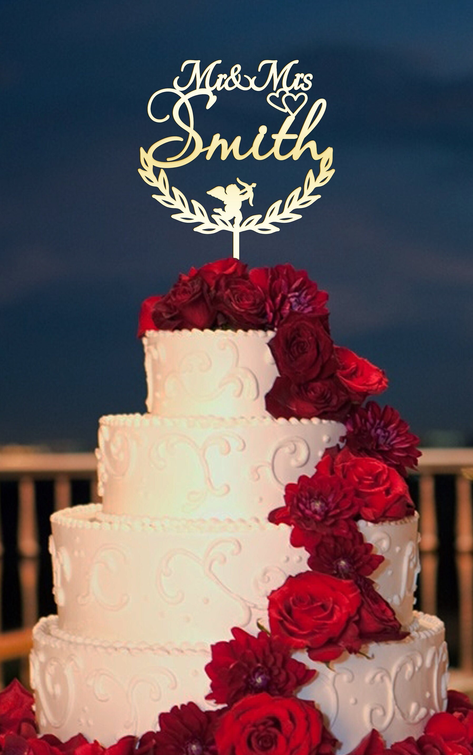 Gold Wedding Cake Topper Cake Toppers Mr and Mrs Cake - Etsy