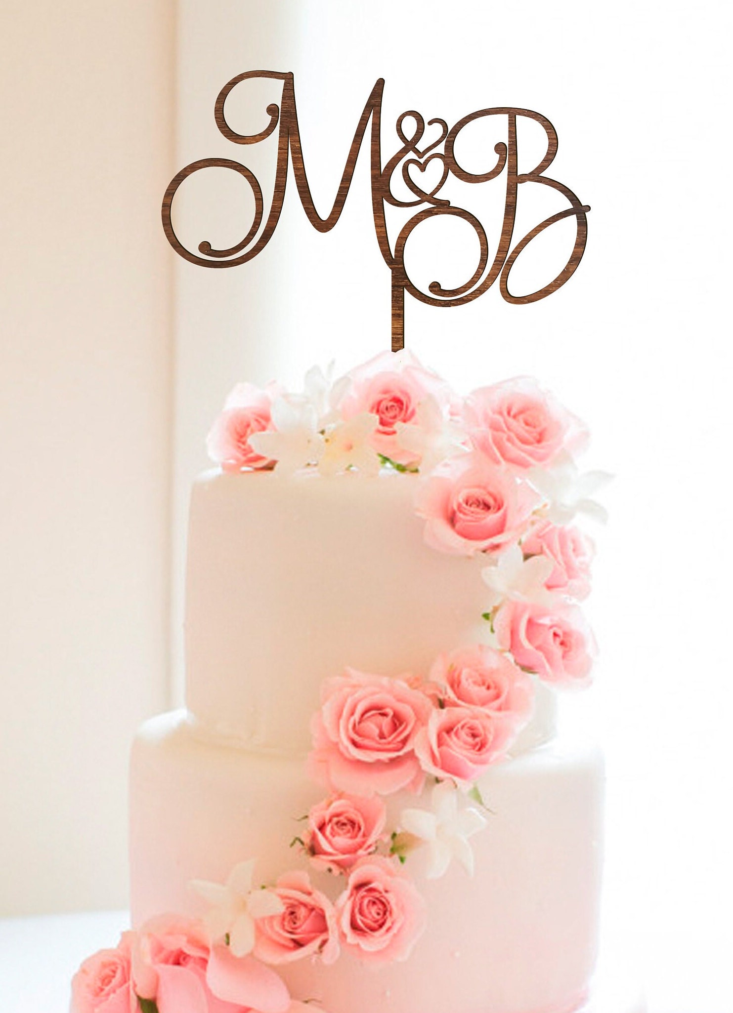 Custom Initial Wedding Cake Toppers, Rustic Wedding Cake Toppers, Two ...