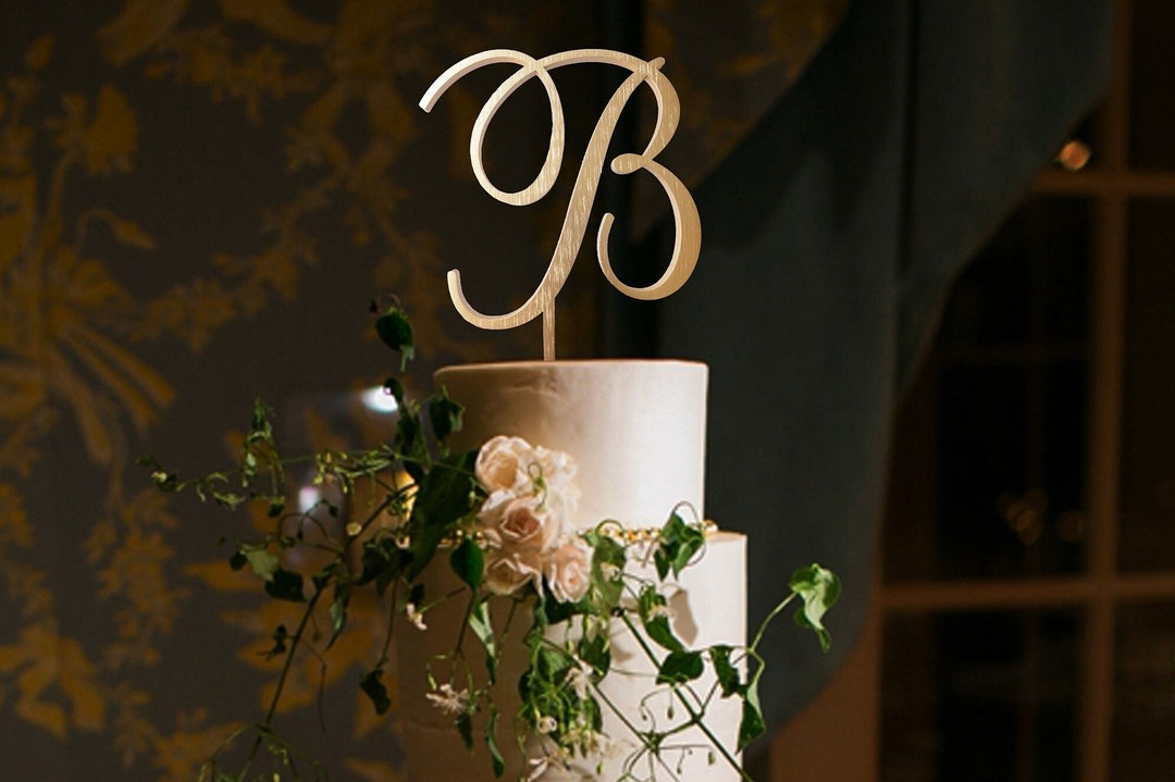 B Cake Topper, Cake Toppers for Wedding, Rustic Cake Topper, Initial ...