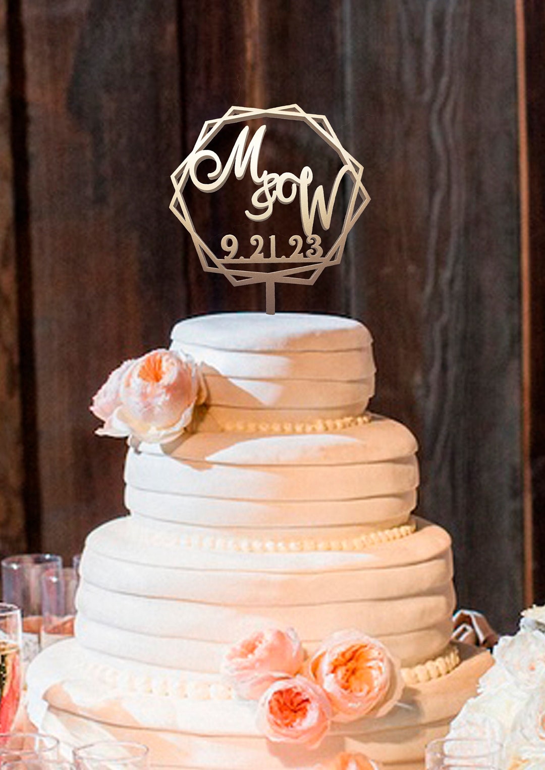 Monogram Cake Topper,initials Wedding Cake Topper,rustic Wedding Cake ...