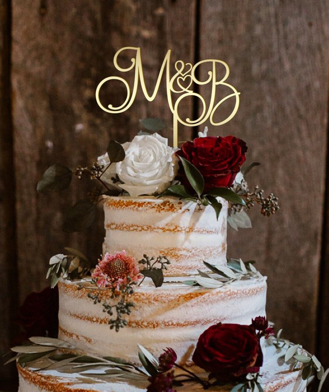 Custom Initial Wedding Cake Toppers, Rustic Wedding Cake Toppers, Two ...