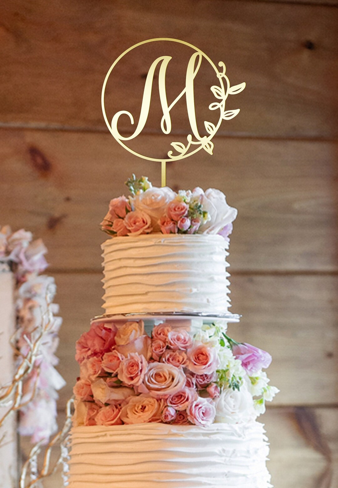 W Cake Topper, Gold Monogram Wedding Cake Topper, Personalized, Custom ...