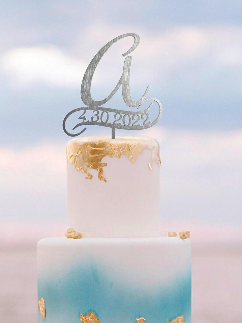 S Cake Topper, Wedding Cake Topper, Initials Cake Topper, Gold Silver ...