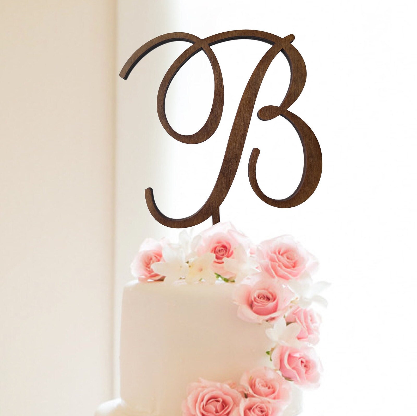 B Cake Topper, Cake Toppers for Wedding, Rustic Cake Topper, Initial ...