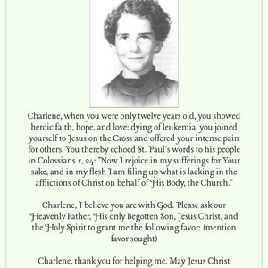 Prayer to Charlene Richard Prayer Card - Etsy