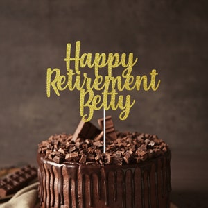 Happy Retirement Cake Topper Glitter Topper Leaving Party Personalised ...