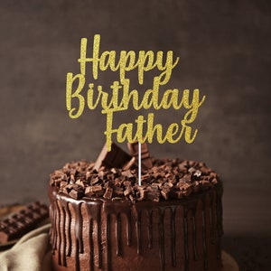 Dad Happy Birthday Cake Topper Father Daddy Glitter Party Decoration ...