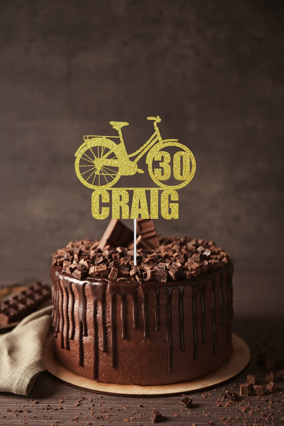 Cycling Cake Topper Glitter Birthday Celebration Party Decor Bike ...