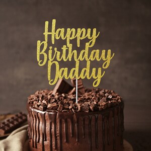 Dad Happy Birthday Cake Topper Father Daddy Glitter Party Decoration ...