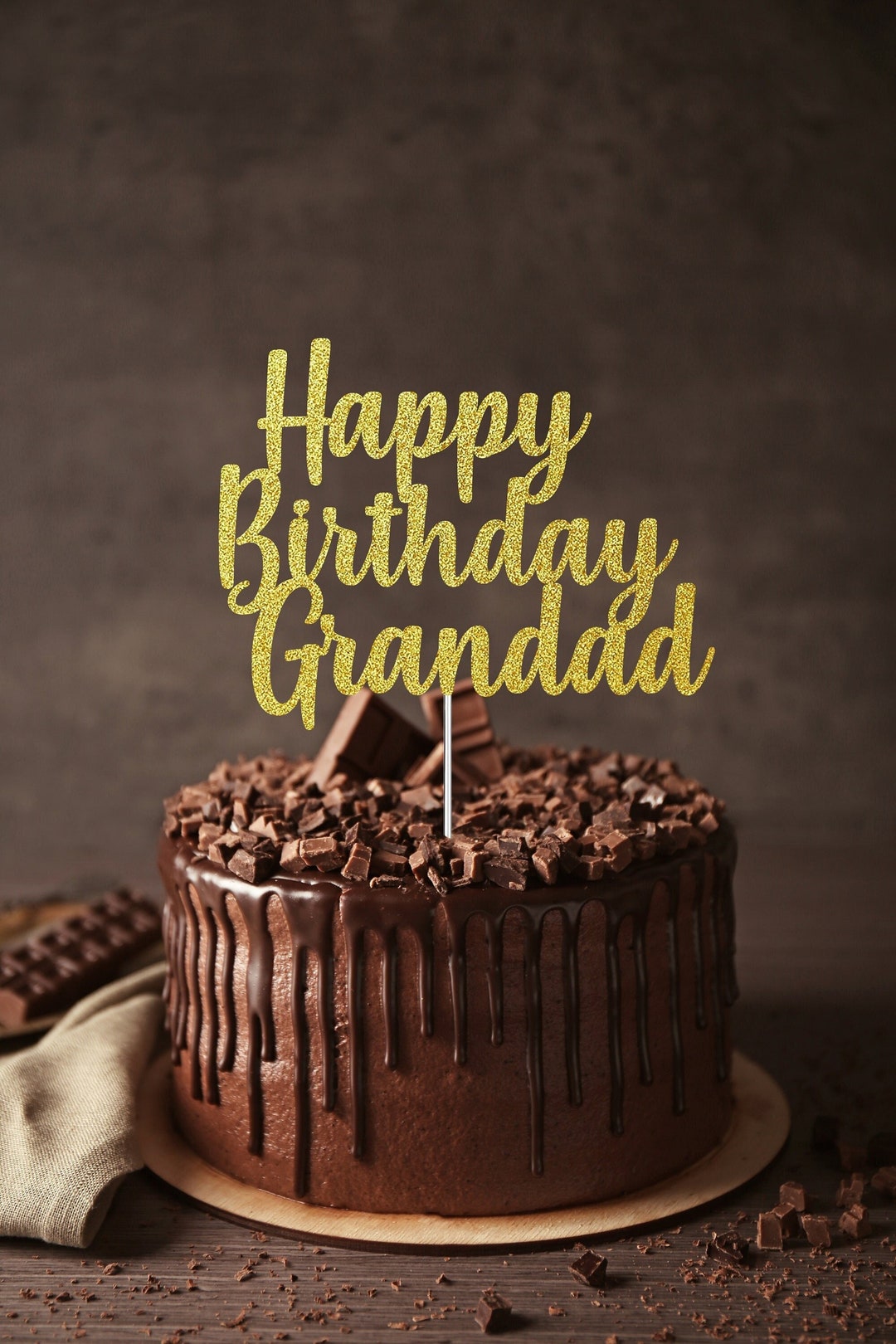 Grandad Happy Birthday Cake Topper Grandpa Grandfather Glitter ...