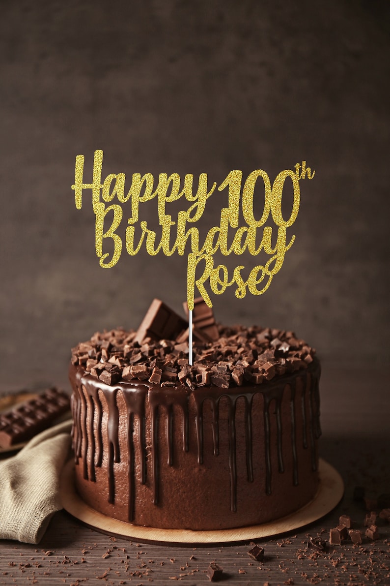 100th Birthday Cake Topper Adult Glitter Topper Celebration - Etsy