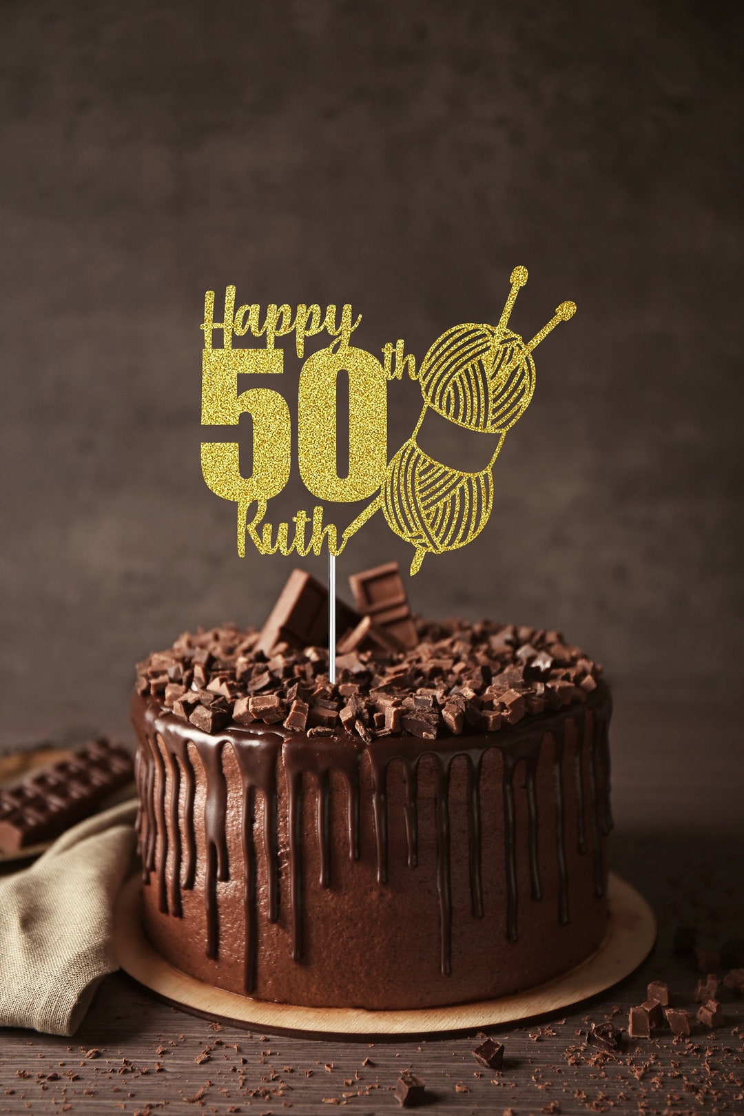 Personalized Knitting Cake Topper: Glitter Yarn Birthday Party Decor ...