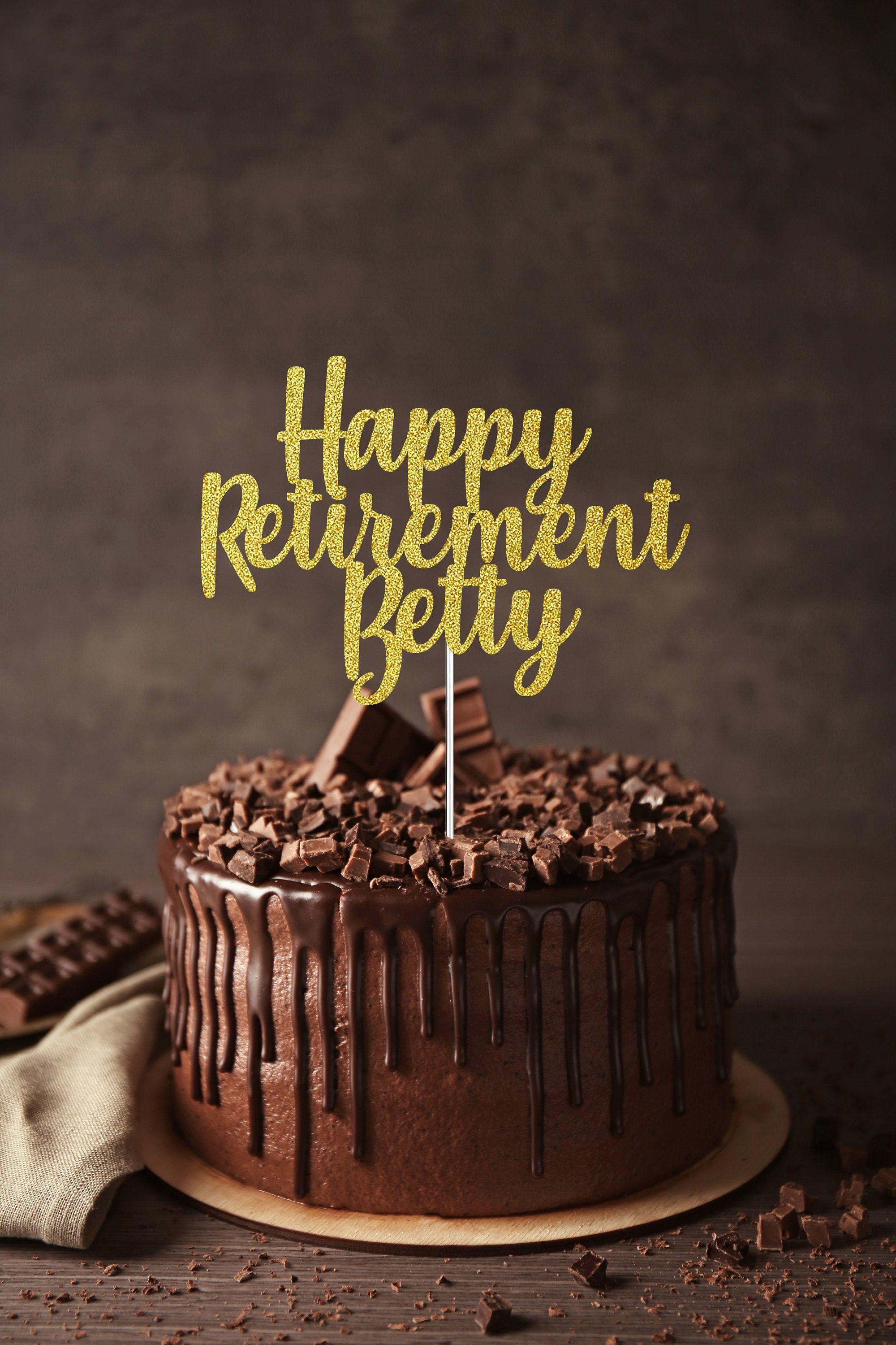 Party Decoration Picks Arthsdite Happy Retirement Cake Topper - Black ...