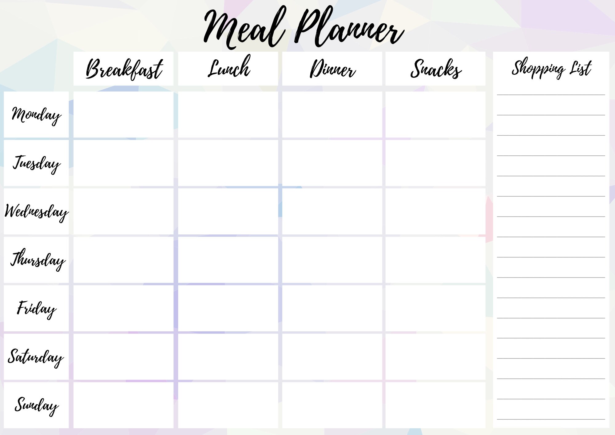 Weekly Meal Planner A4 Meal Planner Pad Breakfast Lunch - Etsy UK