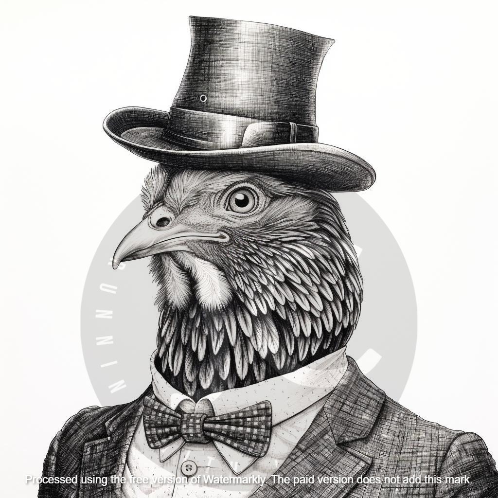 10 Dapper Chickens in a Suit Laser Engraving Templates: Pngs in ...