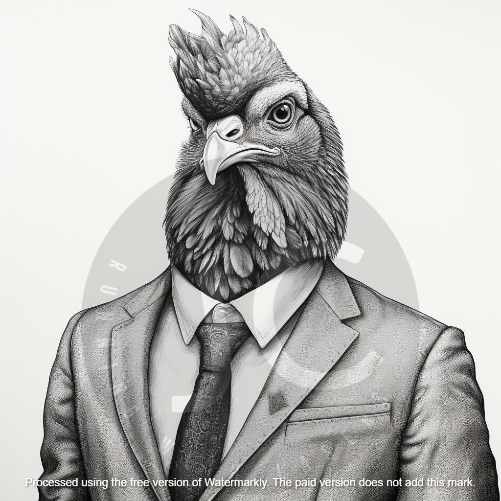 10 Dapper Chickens in a Suit Laser Engraving Templates: Pngs in ...