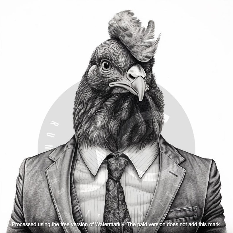 10 Dapper Chickens in a Suit Laser Engraving Templates: Pngs in ...