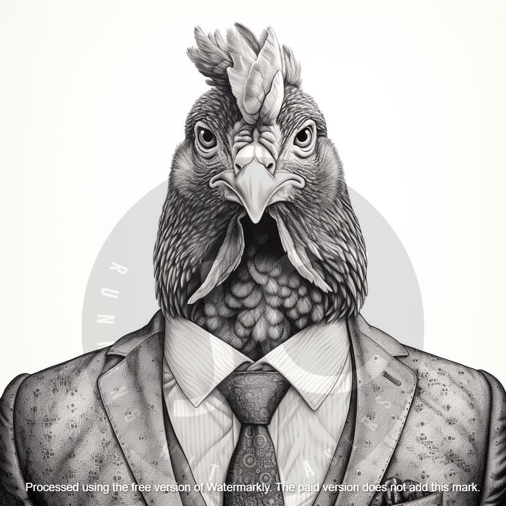 10 Dapper Chickens in a Suit Laser Engraving Templates: Pngs in ...