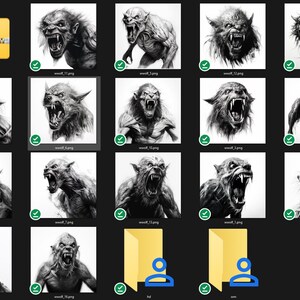 12 Unique Werewolf Designs: High-resolution PNG Templates for Laser ...