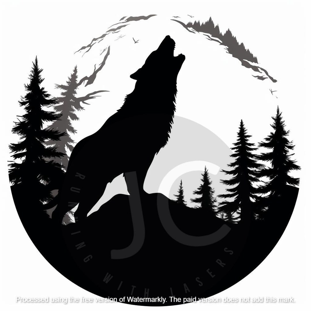 40 Premium Wolf Laser Engraving Templates: High-resolution PNG and ...