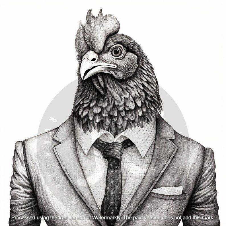 10 Dapper Chickens in a Suit Laser Engraving Templates: Pngs in ...
