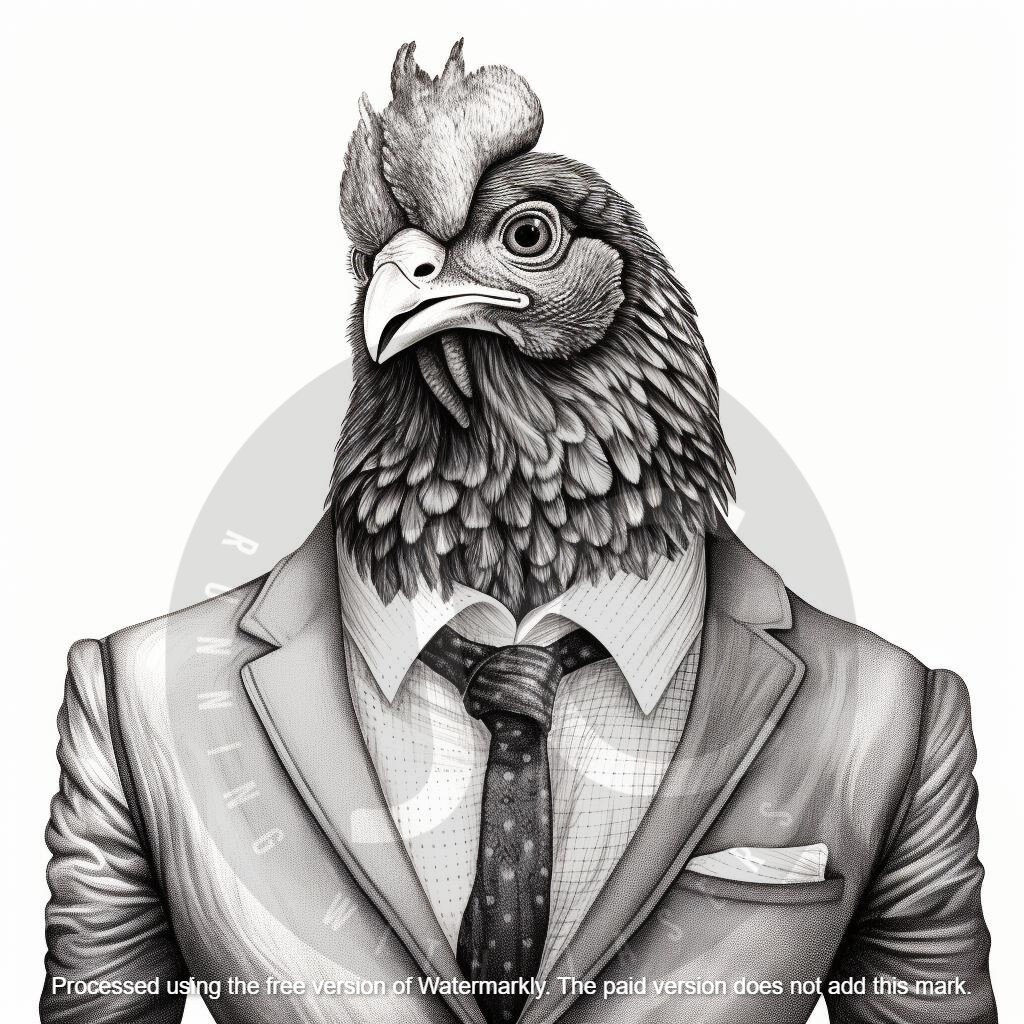 10 Dapper Chickens in a Suit Laser Engraving Templates: Pngs in ...