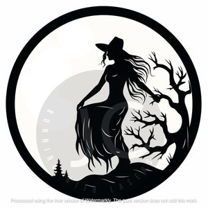 4 Witch and Moon Laser Engraving Templates - SVG/PNG for Wood & Acrylic ...