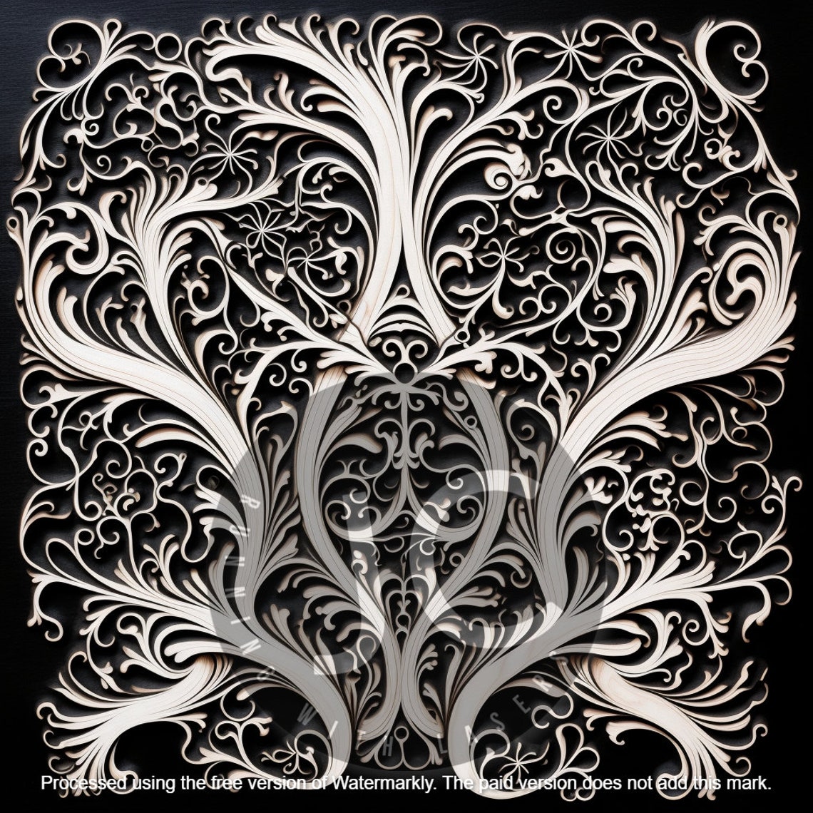 5 Fractal Designs Laser Engraving Templates - Pngs for Wood & Acrylic ...