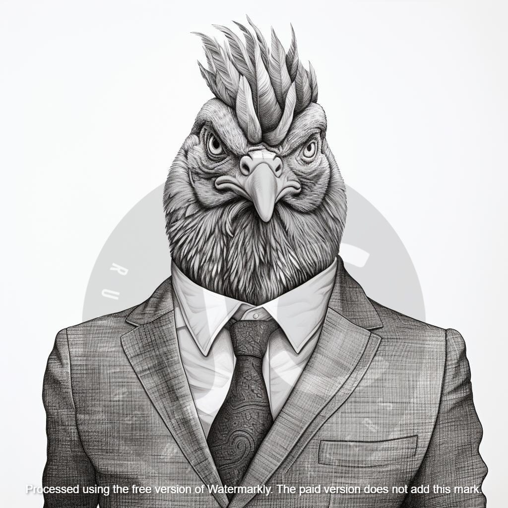 10 Dapper Chickens in a Suit Laser Engraving Templates: Pngs in ...