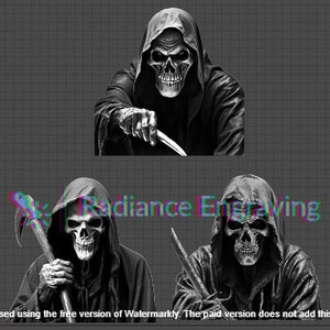 3 Halloween HD Grim Reaper Engraving Templates - Creepy Transparent ...