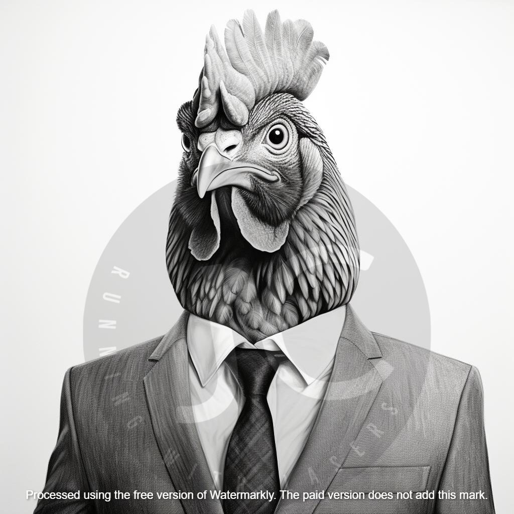 10 Dapper Chickens in a Suit Laser Engraving Templates: Pngs in ...