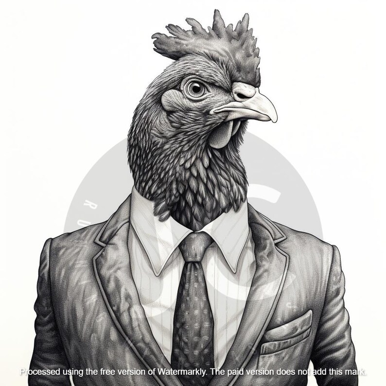 10 Dapper Chickens in a Suit Laser Engraving Templates: Pngs in ...