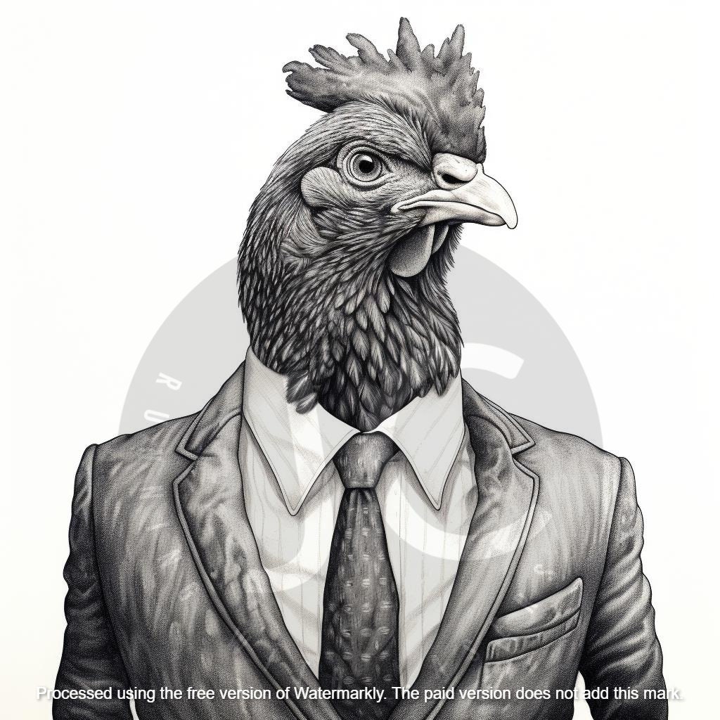 10 Dapper Chickens in a Suit Laser Engraving Templates: Pngs in ...