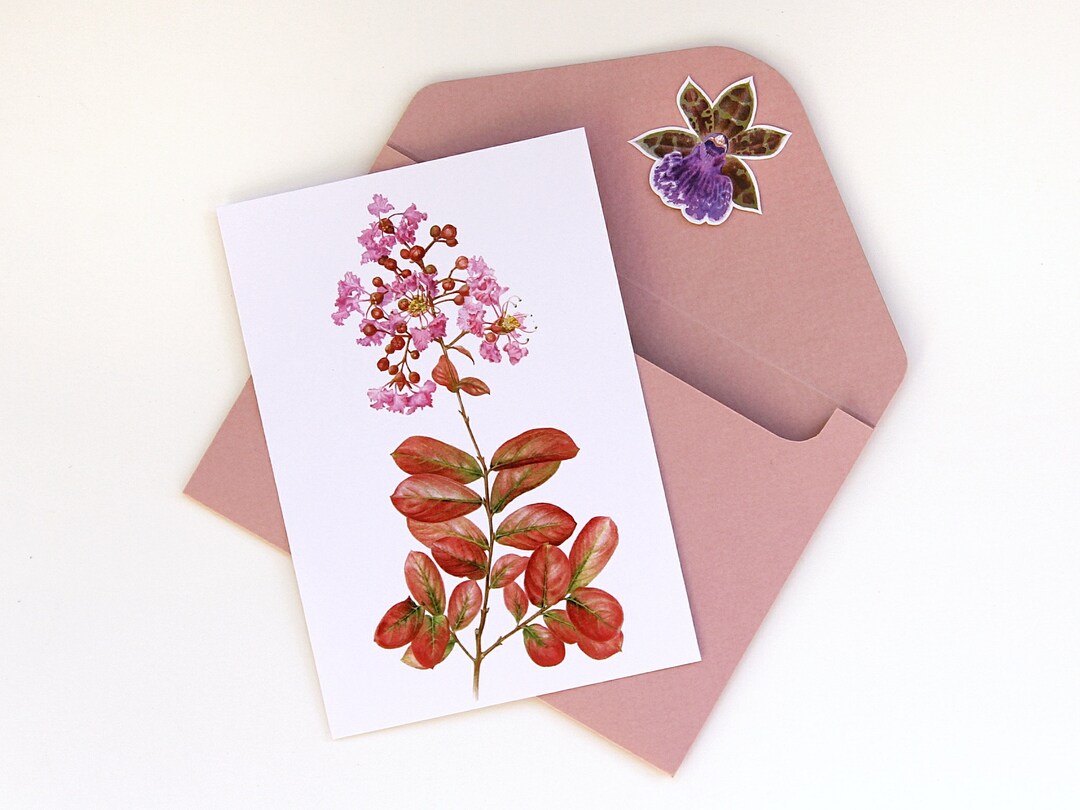 Handmade Postcard, Postcard Art, Floral Postcard, Botanical Mini Art ...