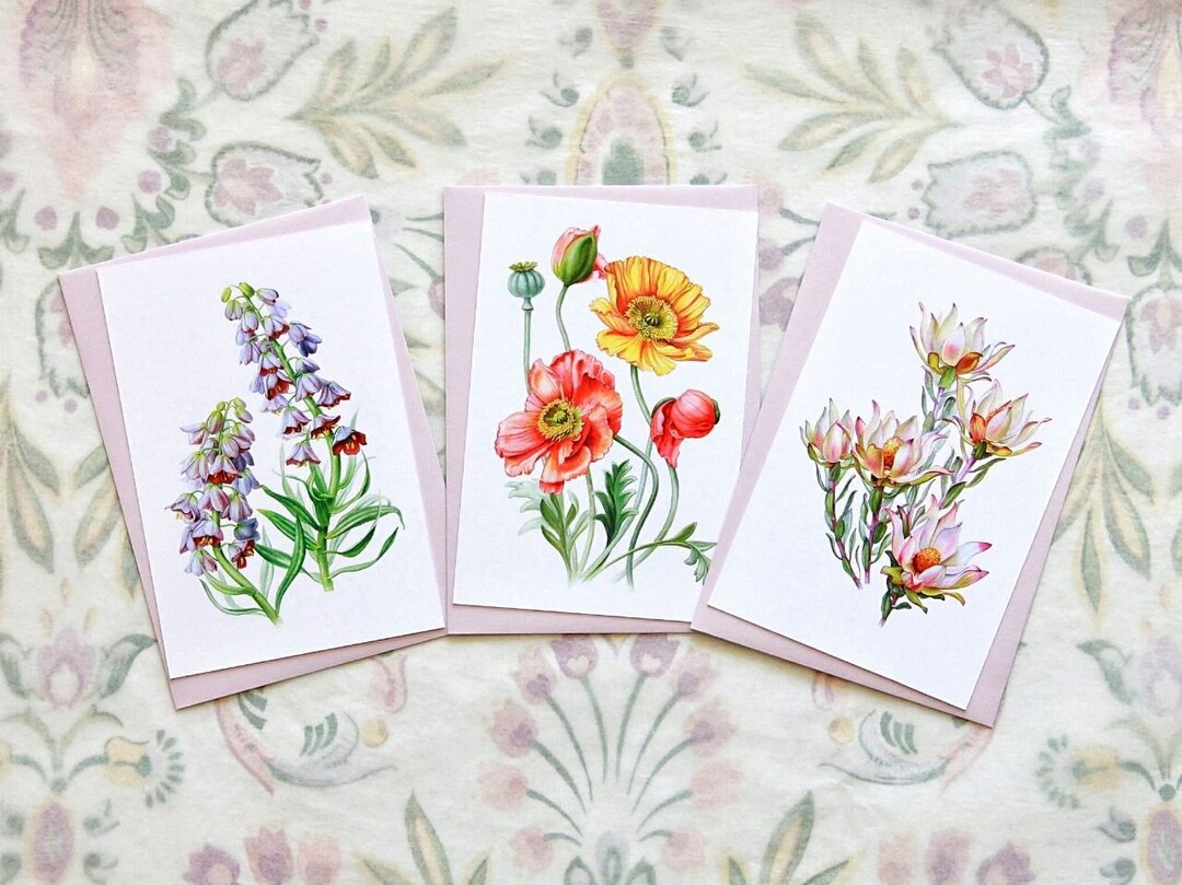 Botanical Postcards A6, Set of 3 Postcards, Watercolor Postcards ...