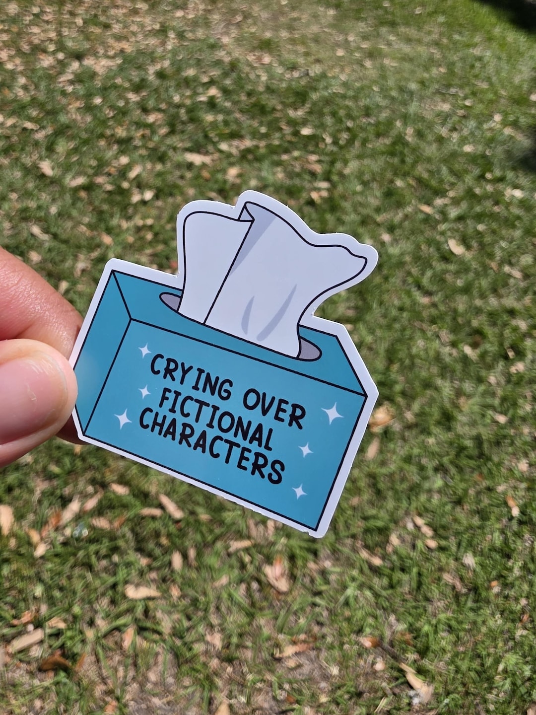 Crying Over Fictional Characters Tissue Box Glossy Sticker, Water ...